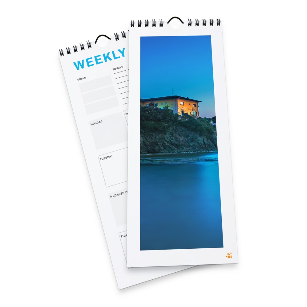 Wochenkalender mit Spiralbindung, 15 x 42 cm, Hochformat, 4/4-farbig ...