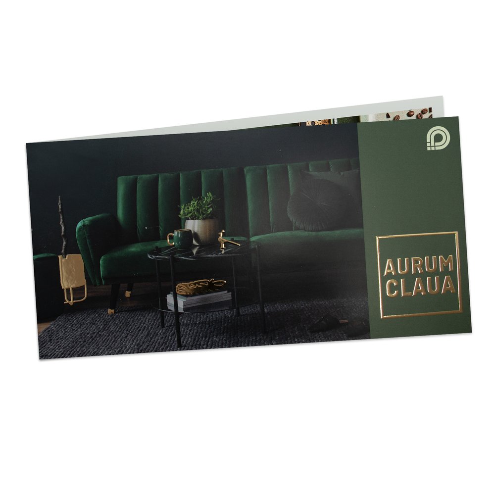 Klappkarten Querformat mit partieller Heißfolienprägung, DIN lang, DIN ...