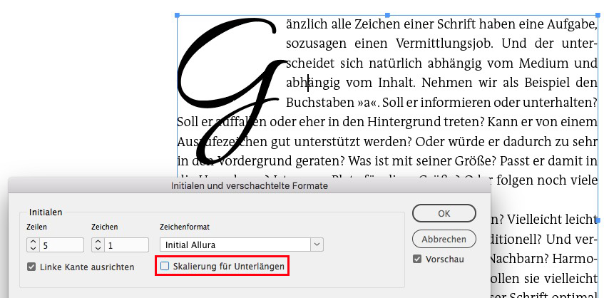 Initial: Wann und wie wird es im Layout richtig eingesetzt?