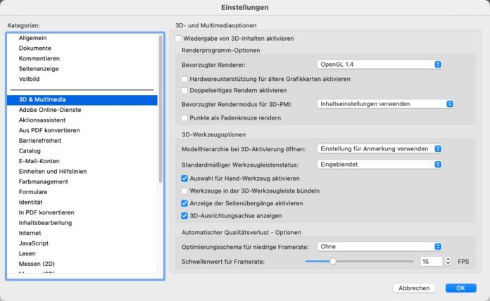 Mit Acrobat ein 3D-PDF öffnen sowie 3D-Inhalte importieren