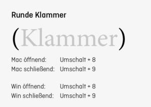 Klammer im Einsatz (Schreib- und Gestaltungsregeln Teil 6)