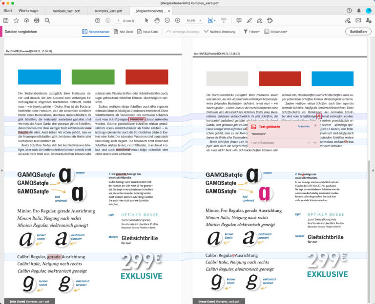 PDF vergleichen: zwei Dokumente nach Unterschieden durchsuchen