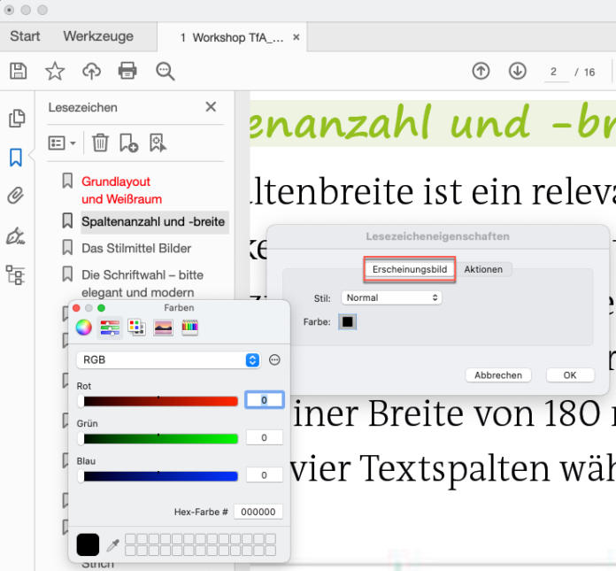 PDF Lesezeichen erstellen und verwalten