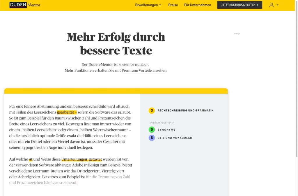 Textanalyse Tools im Test: Von Wortliga bis Duden Mentor