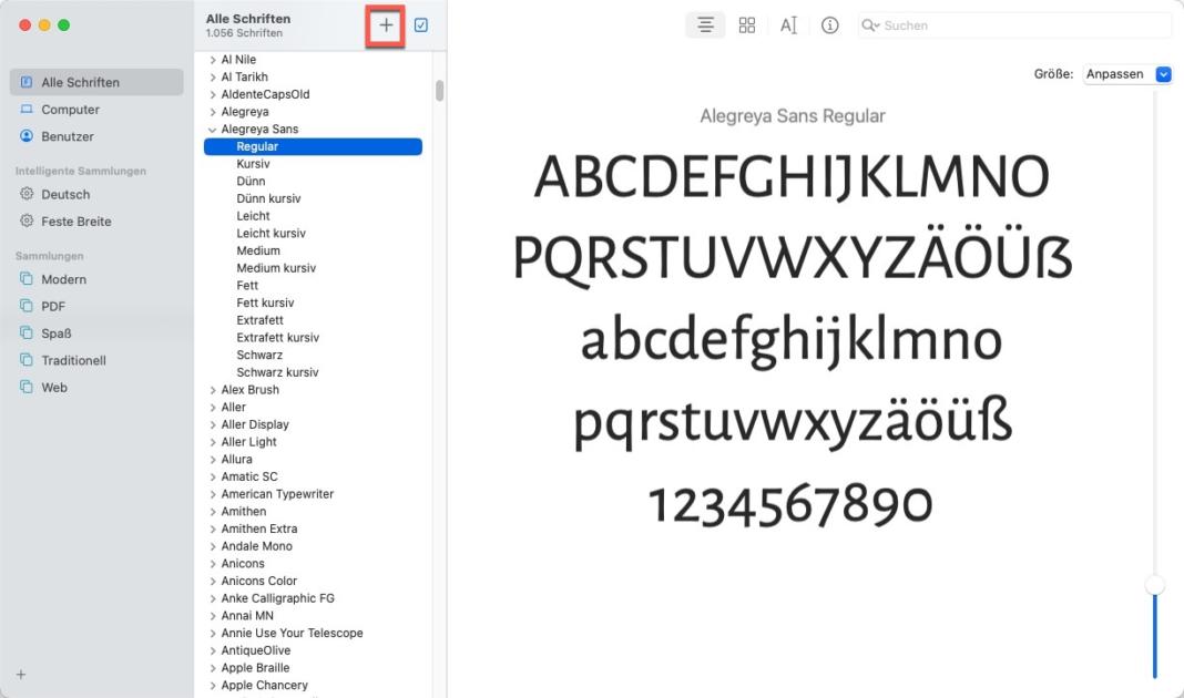 Schrift installieren auf dem Macintosh und unter Windows