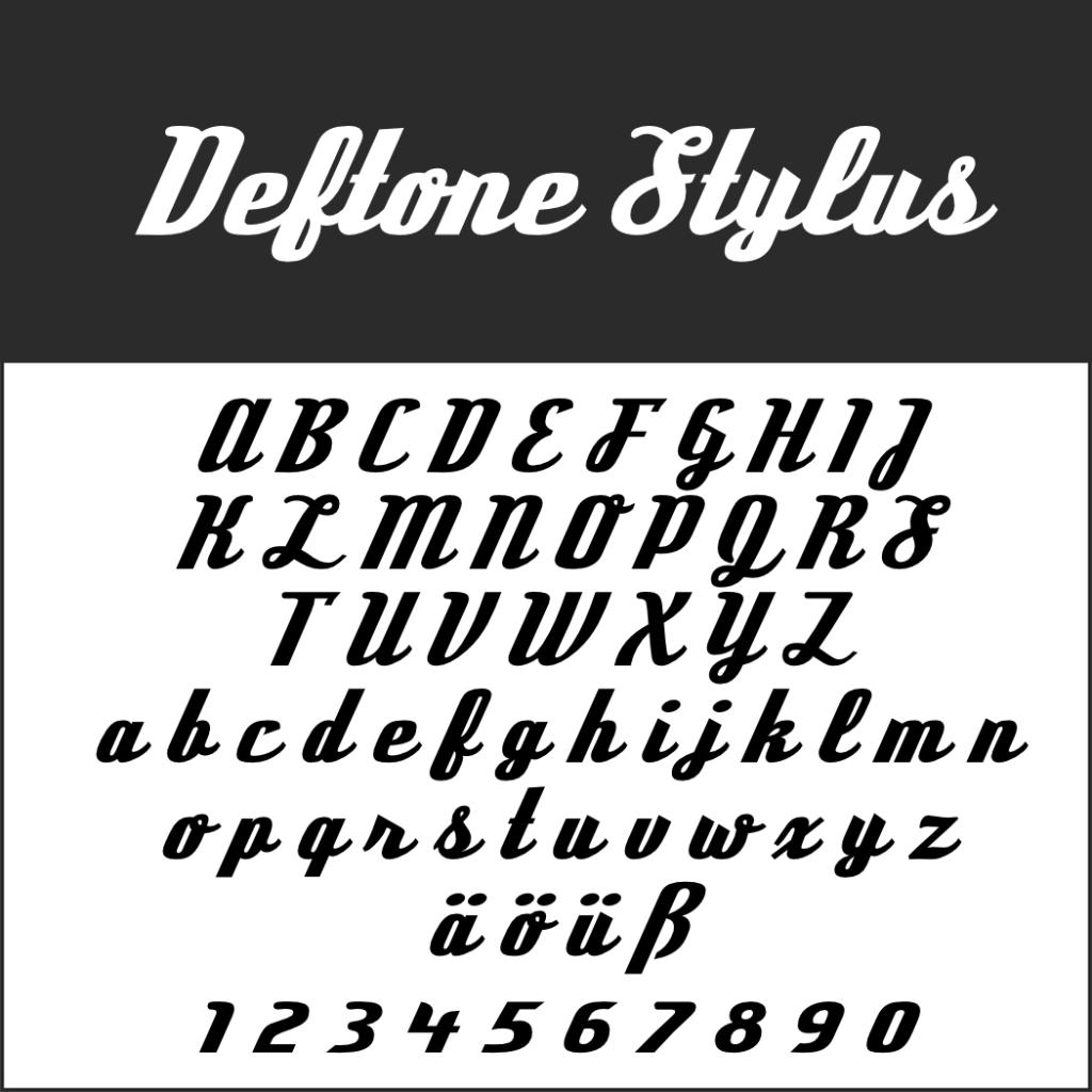 Kursive Schrift in verschiedenen Stilen - kostenlose Fonts