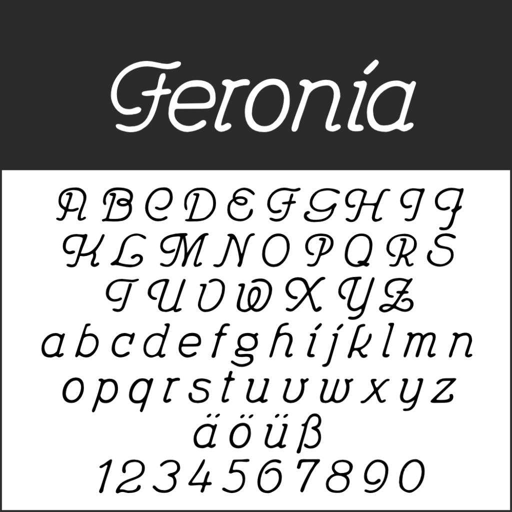 Kursive Schrift in verschiedenen Stilen - kostenlose Fonts