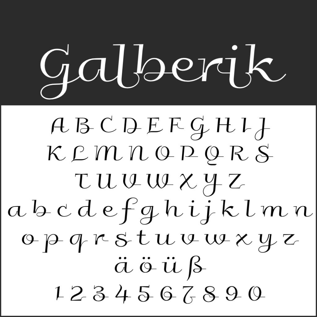 Kursive Schrift in verschiedenen Stilen - kostenlose Fonts