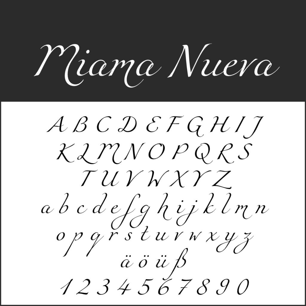 Kursive Schrift in verschiedenen Stilen - kostenlose Fonts