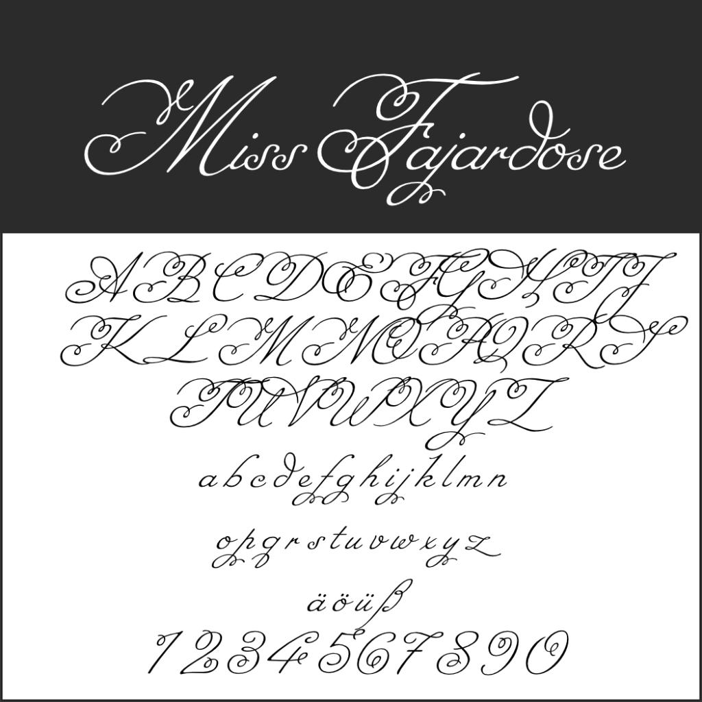 Kursive Schrift in verschiedenen Stilen - kostenlose Fonts