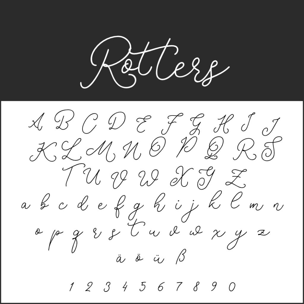 Kursive Schrift in verschiedenen Stilen - kostenlose Fonts