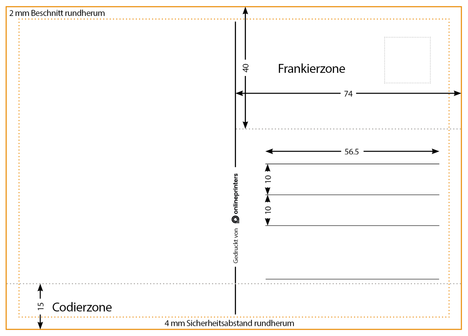 Postkarten-Vorlagen für die Rückseite, Formate und Größen